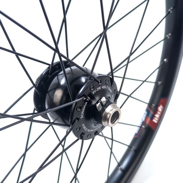 20" Thru-Axle Dynamo Wheel w/SONDelux Hub/Cliffhanger Rim | Perennial Cycle